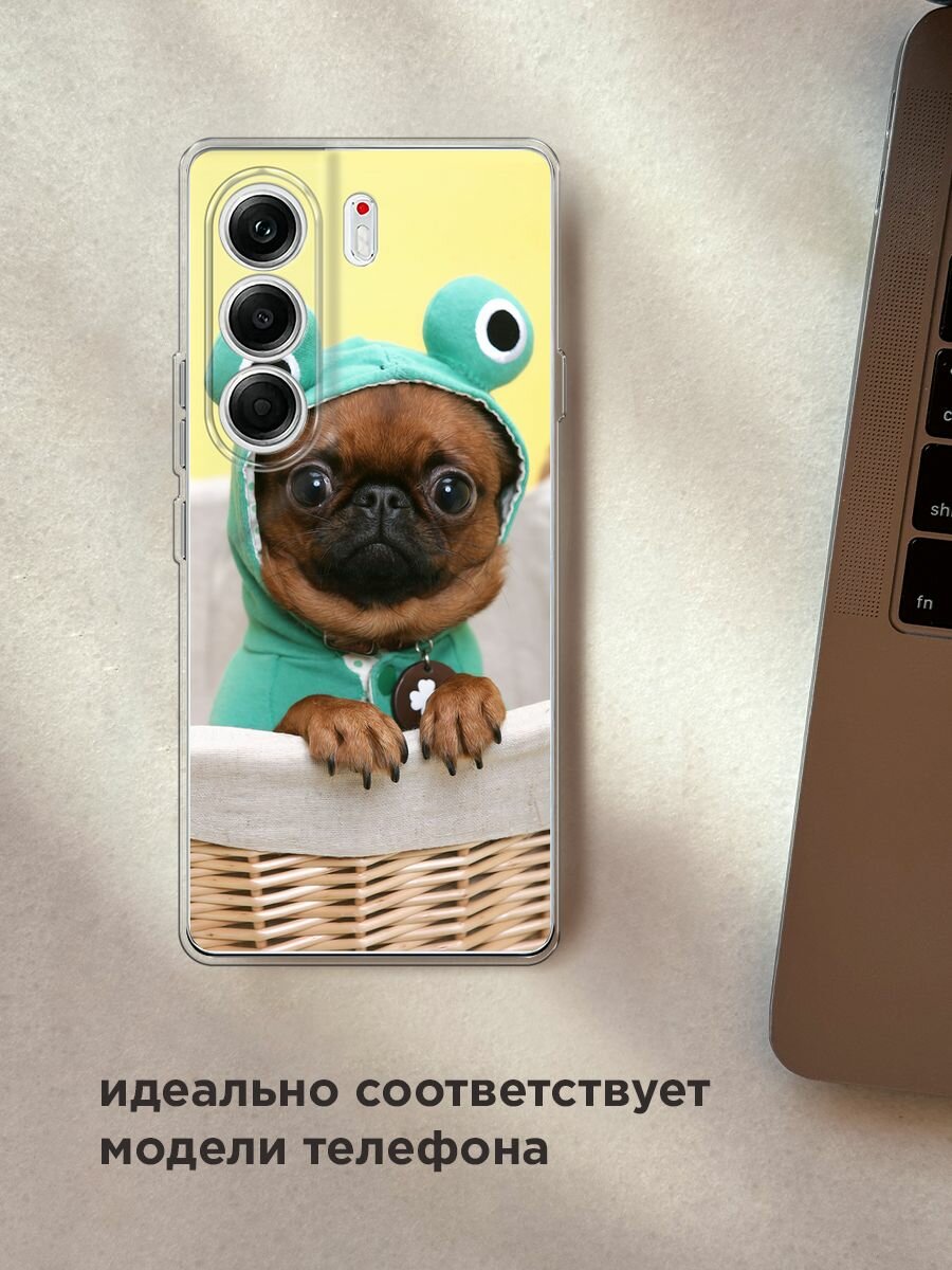 Чехол на Tecno Camon 40 Pro 5G / Текно Камон 40 Про 5G с принтом "Собачка в шапке лягушки" — фото 1