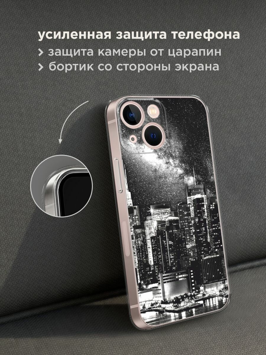 Чехол на Apple iPhone 13 mini / Айфон 13 мини с принтом "Ночной Нью-Йорк" — фото 1