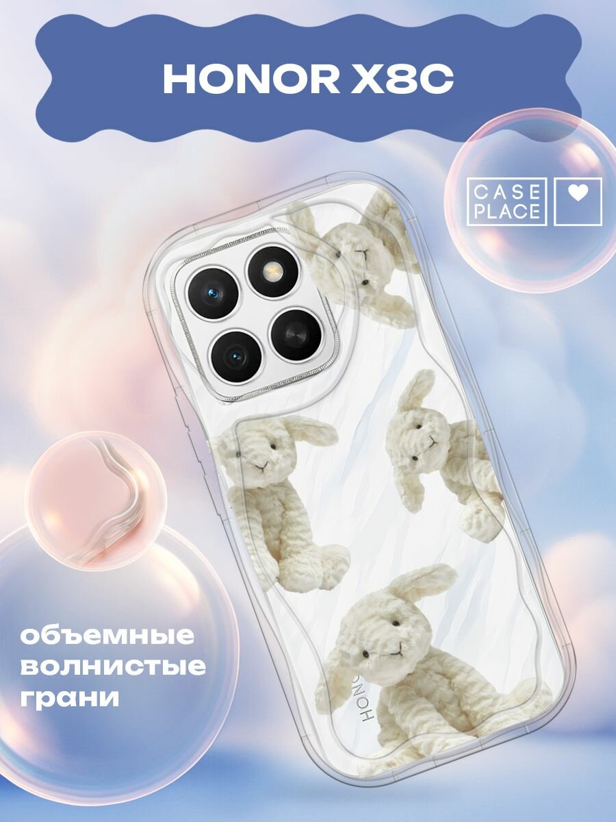 Чехол на Honor X8c / Хонор X8c с принтом "Плюшевые овечки", прозрачный