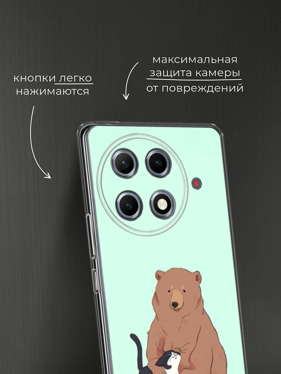 Чехол на Tecno Camon 30S Pro / Текно Камон 30S Про с принтом "Медведь и кошка дружба" — фото 1
