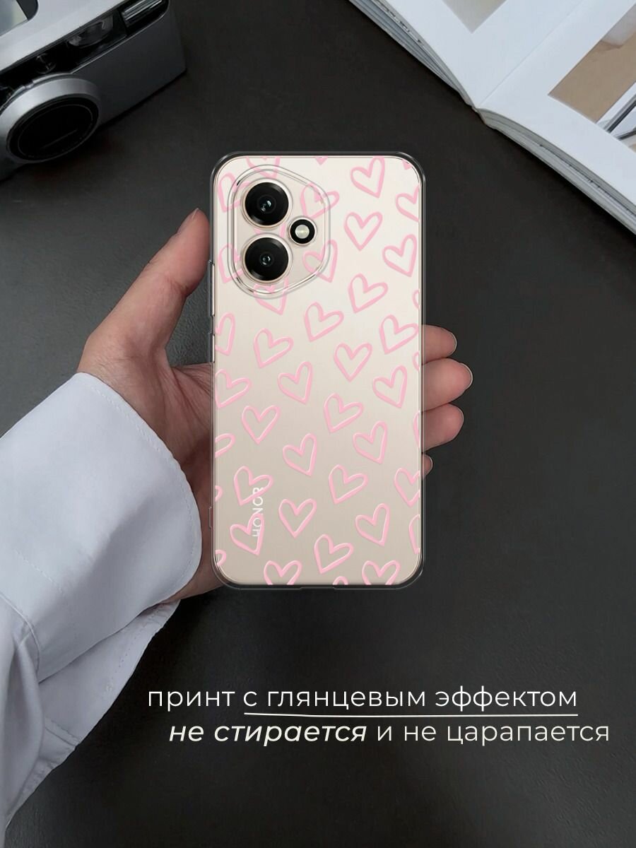 Чехол на Honor 400 / Хонор 400 с принтом "Сердца паттерн" — фото 1
