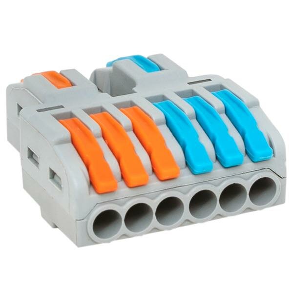 Строительно-монтажная клемма СМК 222-426 разветвительная 6 выходов 0,08-4 мм2 EKF EKF plc-smk-422-6
