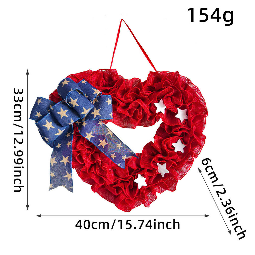 Дверной декор к дню независимости с сердцем цветочным венком и бабочкой узел дизайн