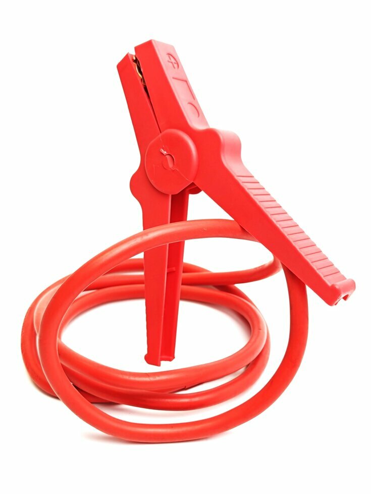 Зажим "крокодил" зарядного устройства Калибр ПЗУ-75И ПЗУ-100И большой красный с кабелем 16мм2