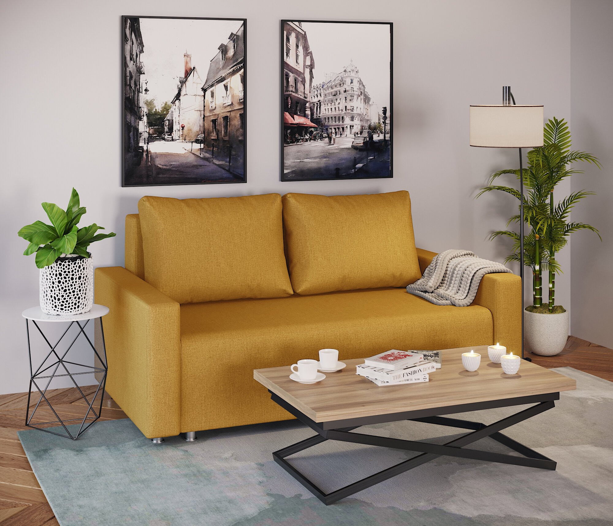 Диван Олимп, еврокнижка, рогожка саванна плюс йеллоу, ППУ