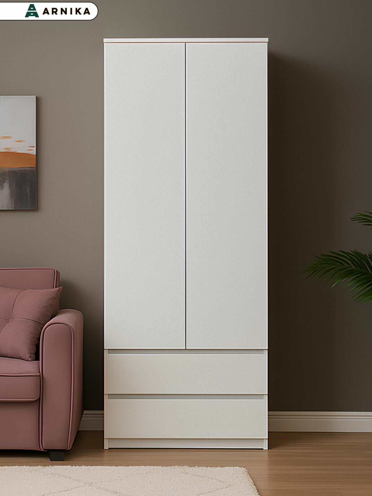 ARNIKA Шкаф для одежды с ящиками "Довер" Белый 46,2х80,1х205,2 см