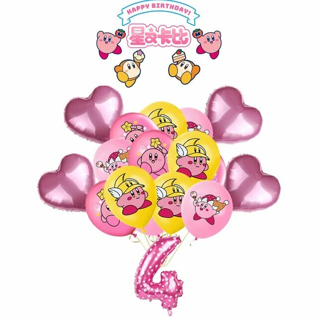 Украшения для дня рождения в стиле Розового Кирби, подарки для девочек, праздничные атрибуты с персонажами аниме, набор бумажных столовых приборов, тарелки, чашки, салфетки, игрушки.