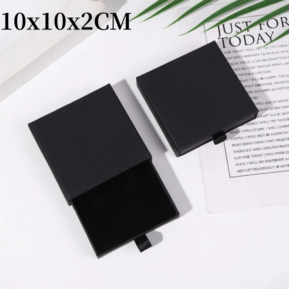 Шкатулка для украшений из крафт-бумаги Joyero Черный, Black-10x10x2CM