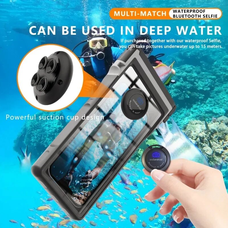 Чехол ShellBox водонепроницаемый для сотового телефона IPhone 14 13 12 Pro Max Samsung S23 S22 Xiaomi 12T Huawei P30 Bluetooth Black