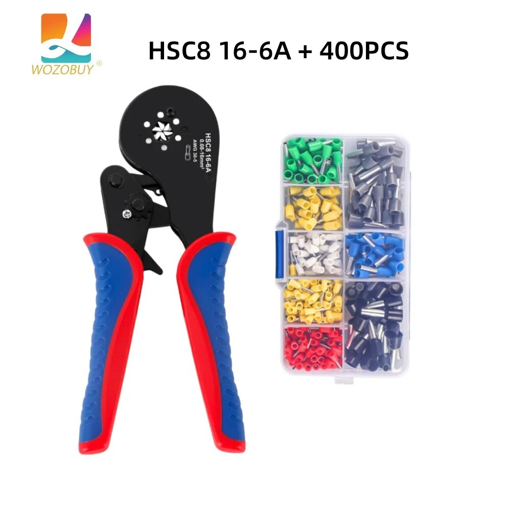 WOZOBUY HSC8 Инструмент для обжима клемм 16-6A + 400шт