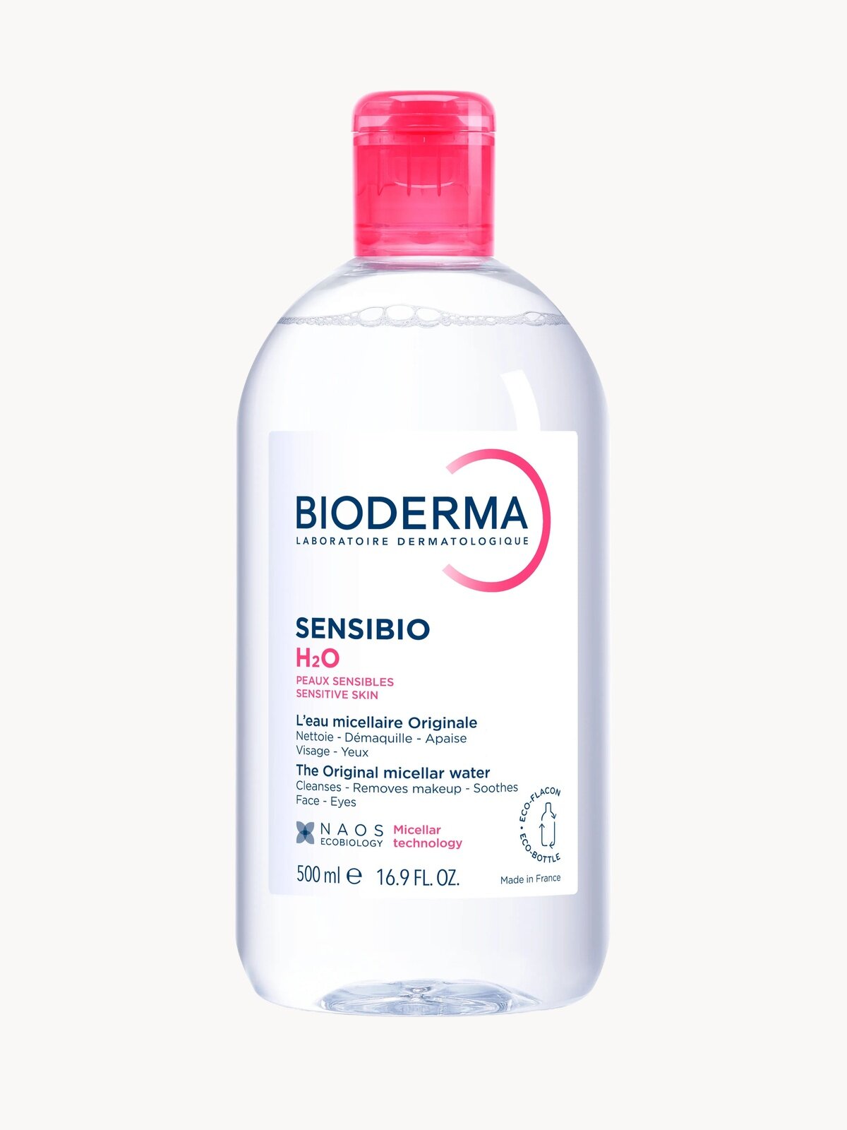 BIODERMA Sensibio H2O Мицеллярная вода для очищения нормальной и чувствительной кожи лица, 500 мл