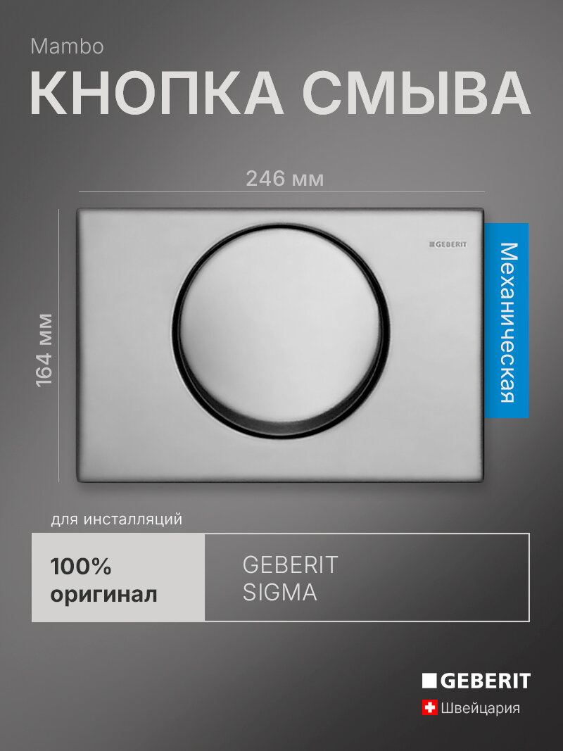 Кнопка смыва для инсталляции Geberit Mambo, хром
