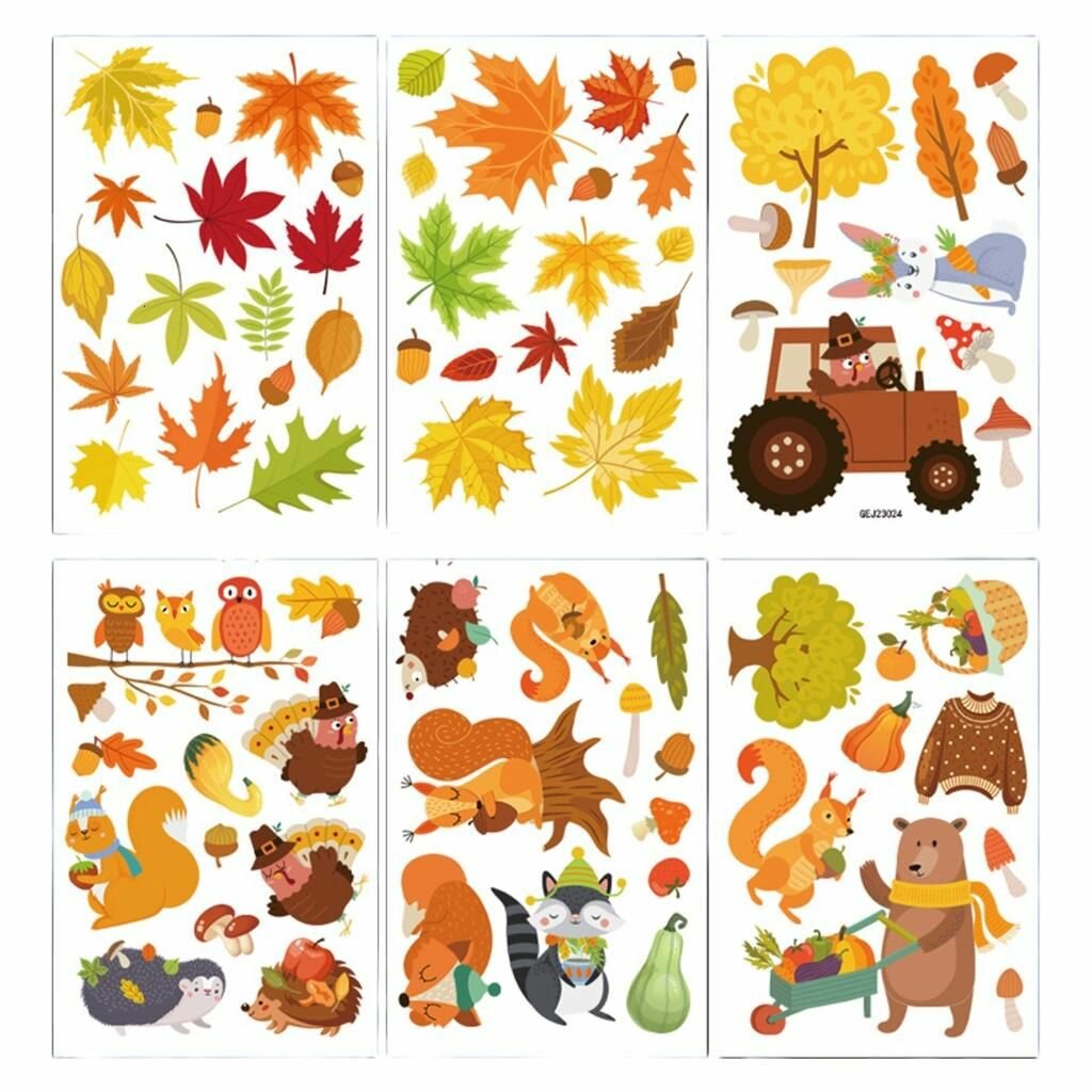 6PCS Наклейки на окна с листьями, - A024