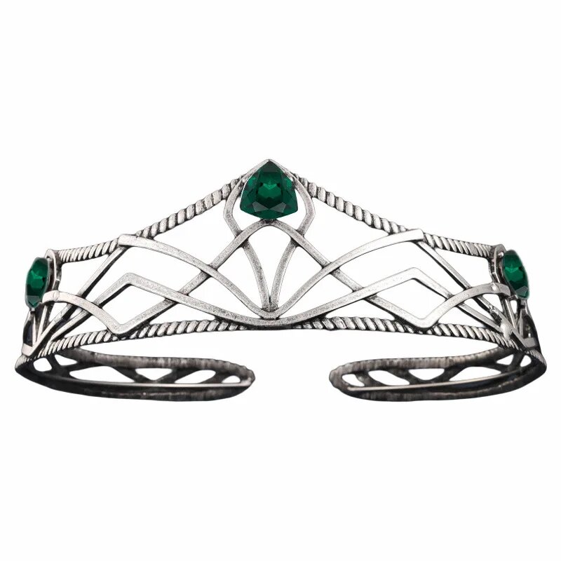 Золотая тиара с кристаллами George Black Изумрудный, Silver Green