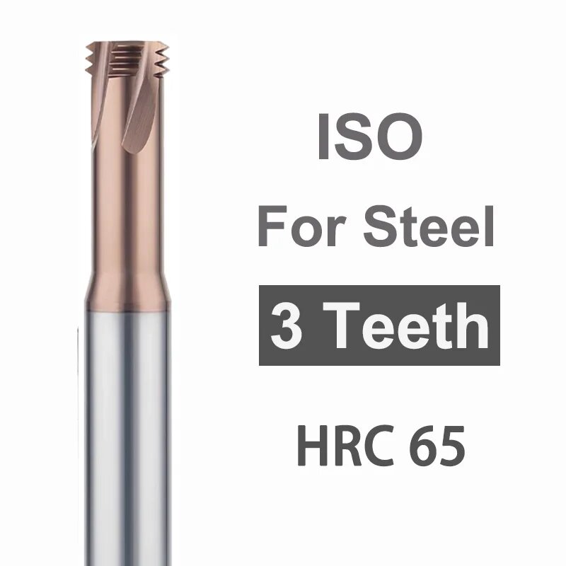 1 шт. резьбовая фреза с ЧПУ M1.4-M30 HRC60 с одним/три/полным зубом флейты 3 Teeth Steel, M8X1.25XD6