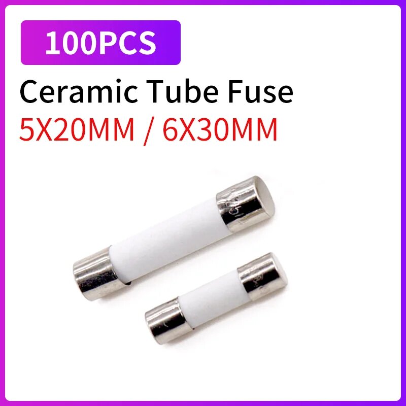 Керамические предохранители 5x20 мм 6x30 мм 250В 0,5А-30А набор из 100 штук