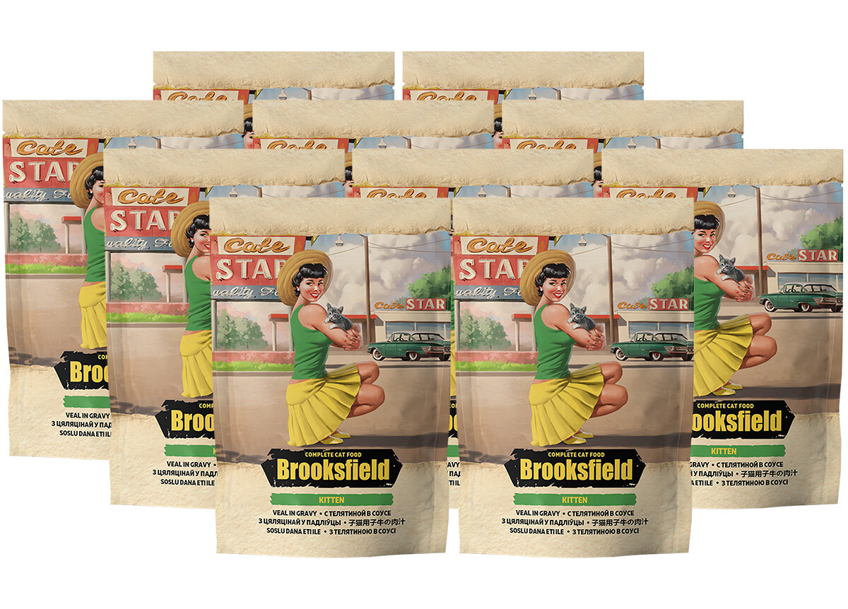 Корм влажный Brooksfield Kitten для котят, телятина, 85 г х 10 шт