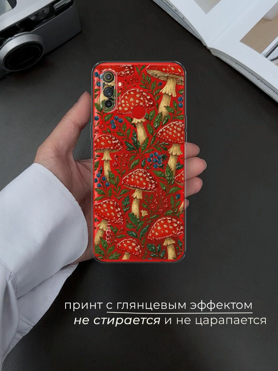 Силиконовый чехол на Realme C3 / Реалми C3 с принтом Мухоморы — фото 1
