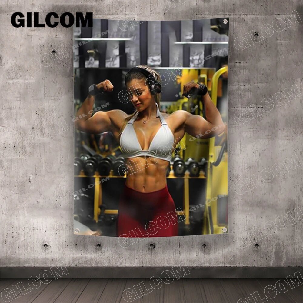 Спортивный флаг "Девушка в тренажерном зале" 60 х 90 см, 2