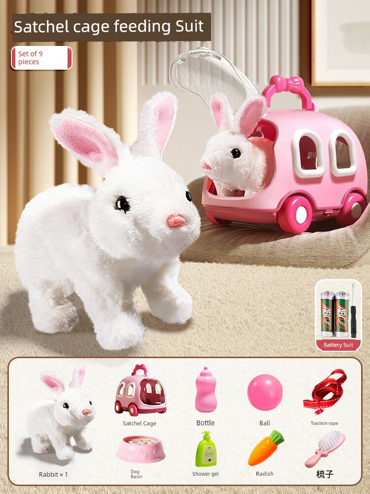 Детская электрическая плюшевая игрушка-кролик, белый кролик-плюшевая кукла для девочек, подарок на день рождения для