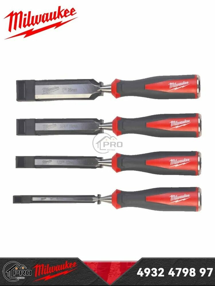 Milwaukee 4932479897 Набор из 4 стамесок со скошенной кромкой