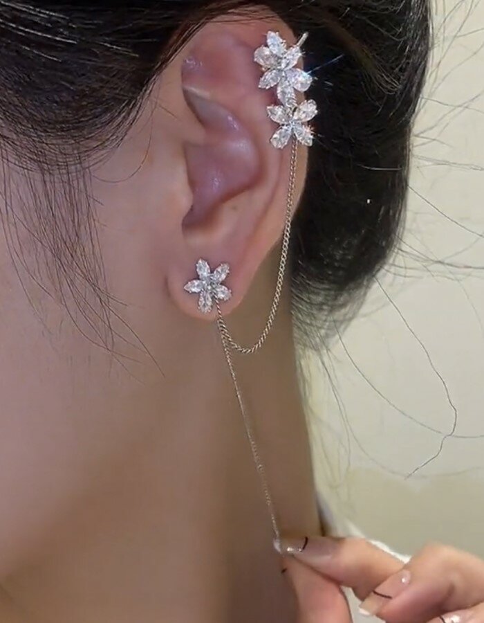 Моносерьга кафф, кристалл