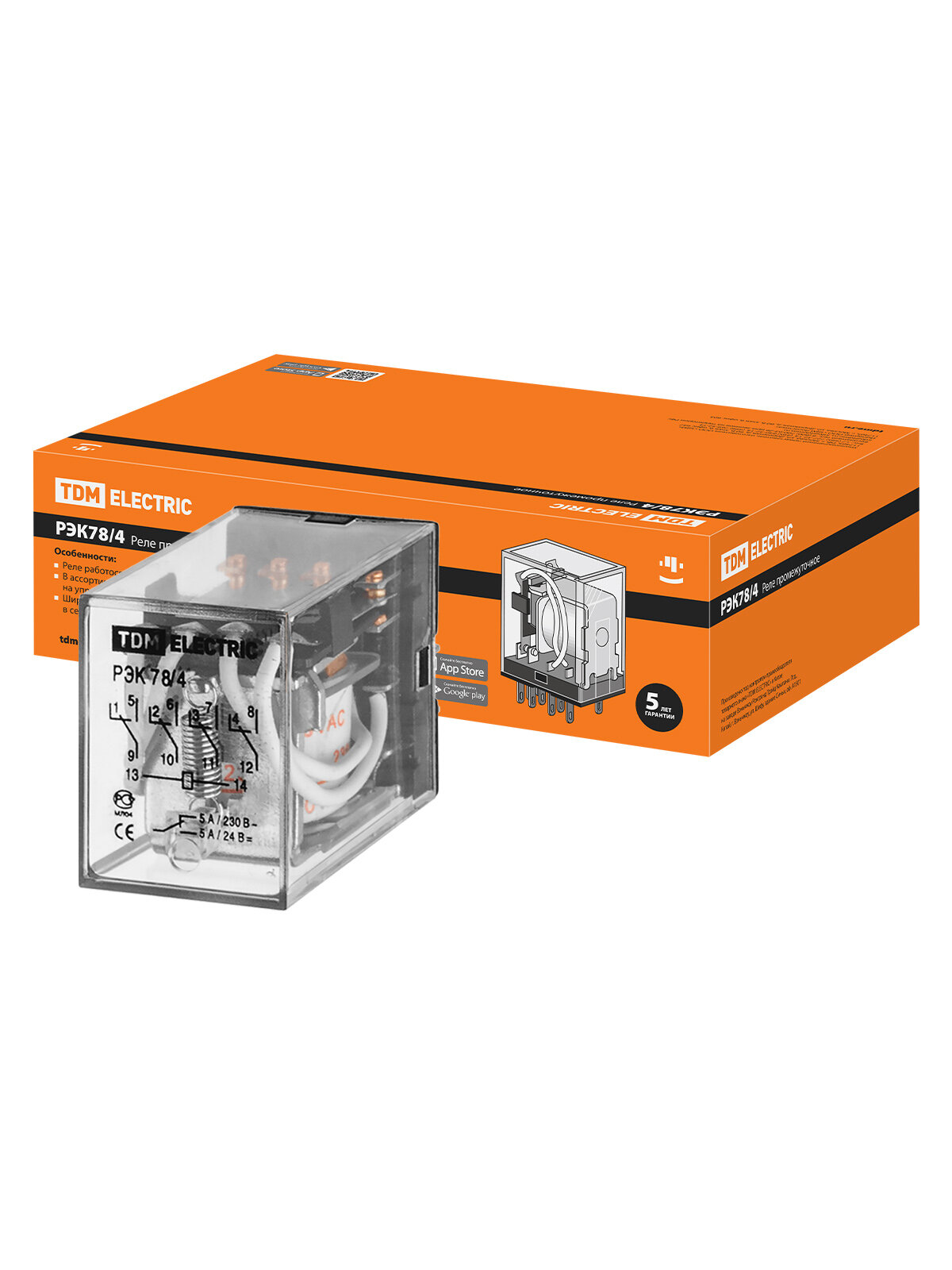 Реле промежуточное TDM РЭК78/4 3А 230В АC {SQ0701-0009} (1 шт)