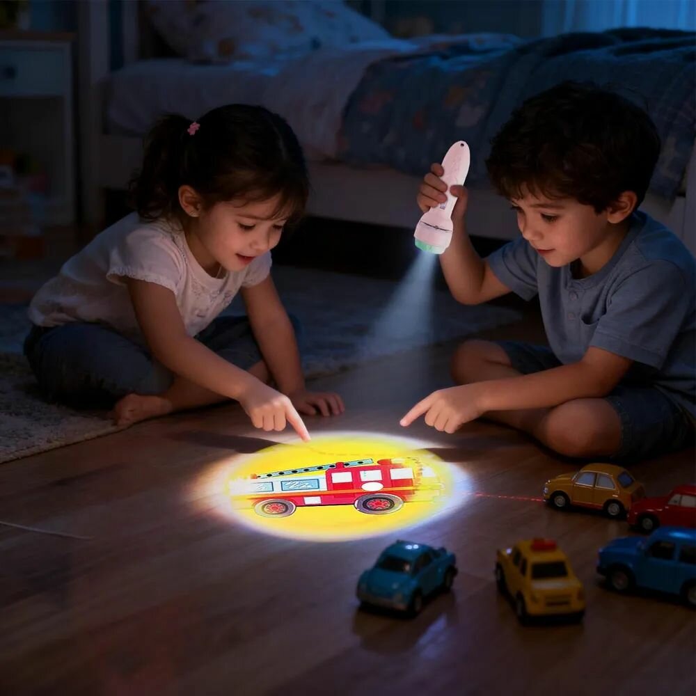 Симпатичная игрушка-проектор с фонариком и 40 рисунками для детей