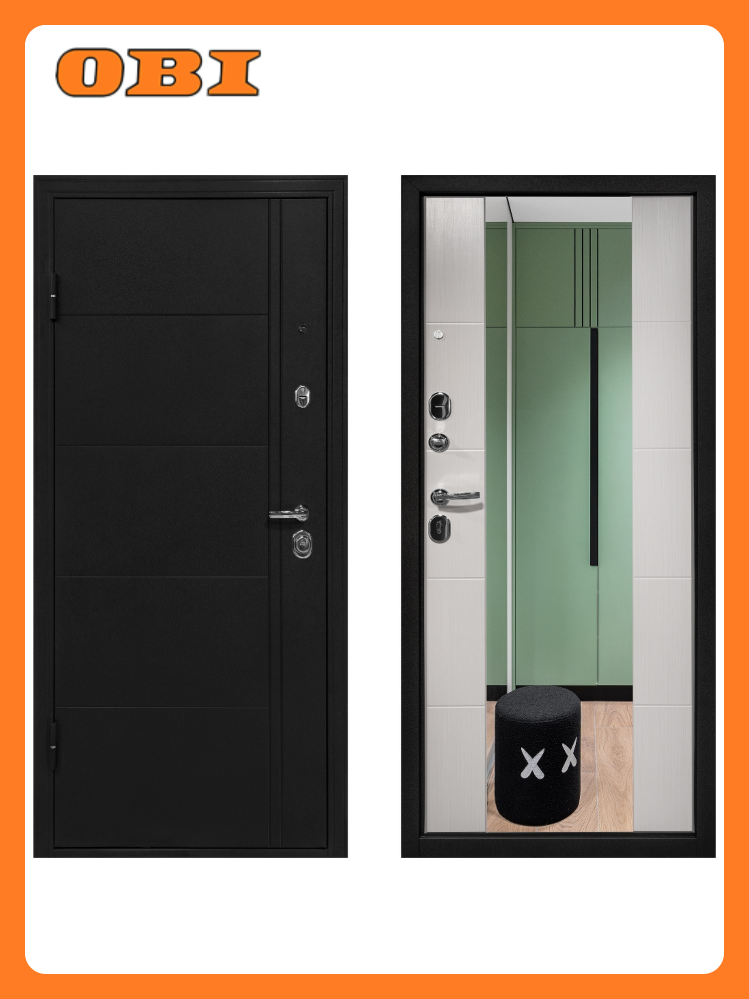 Дверь металлическая Форпост Эверест зеркало беленый дуб 860х2050 левая