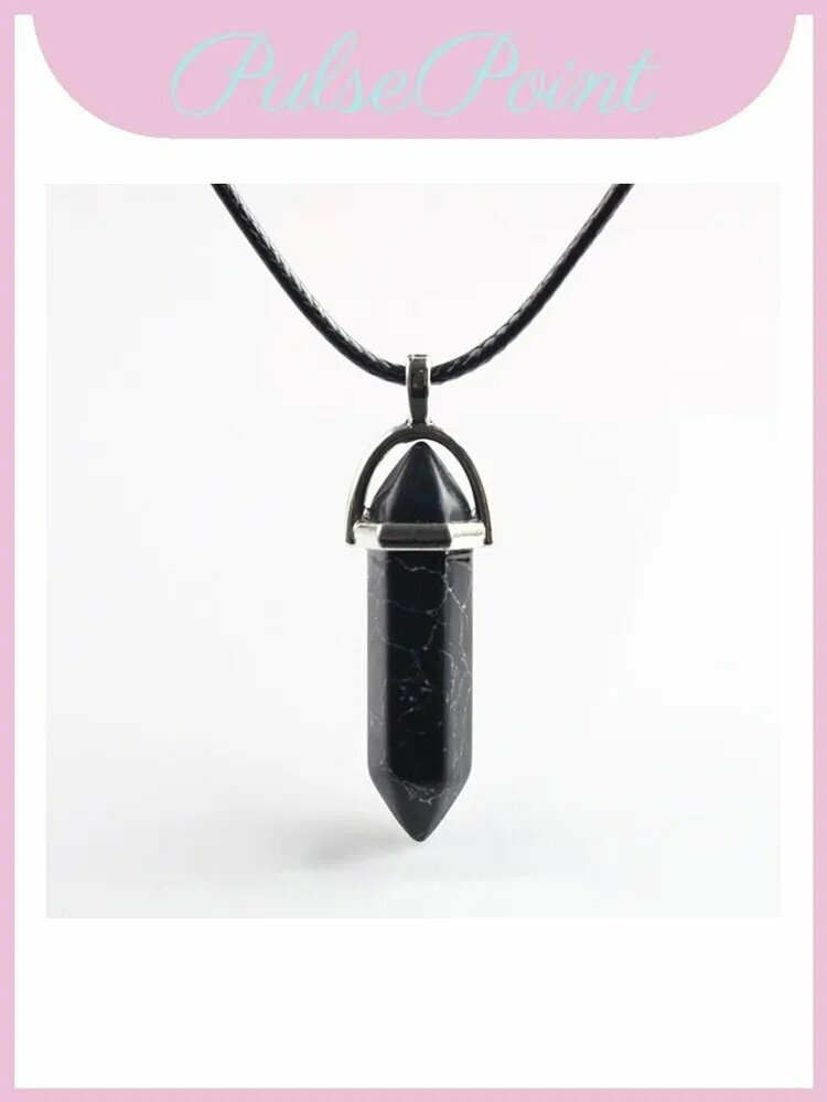 Очаровательное колье из натурального кварца в форме шестигранника для чакр и украшения, черный бирюзовый