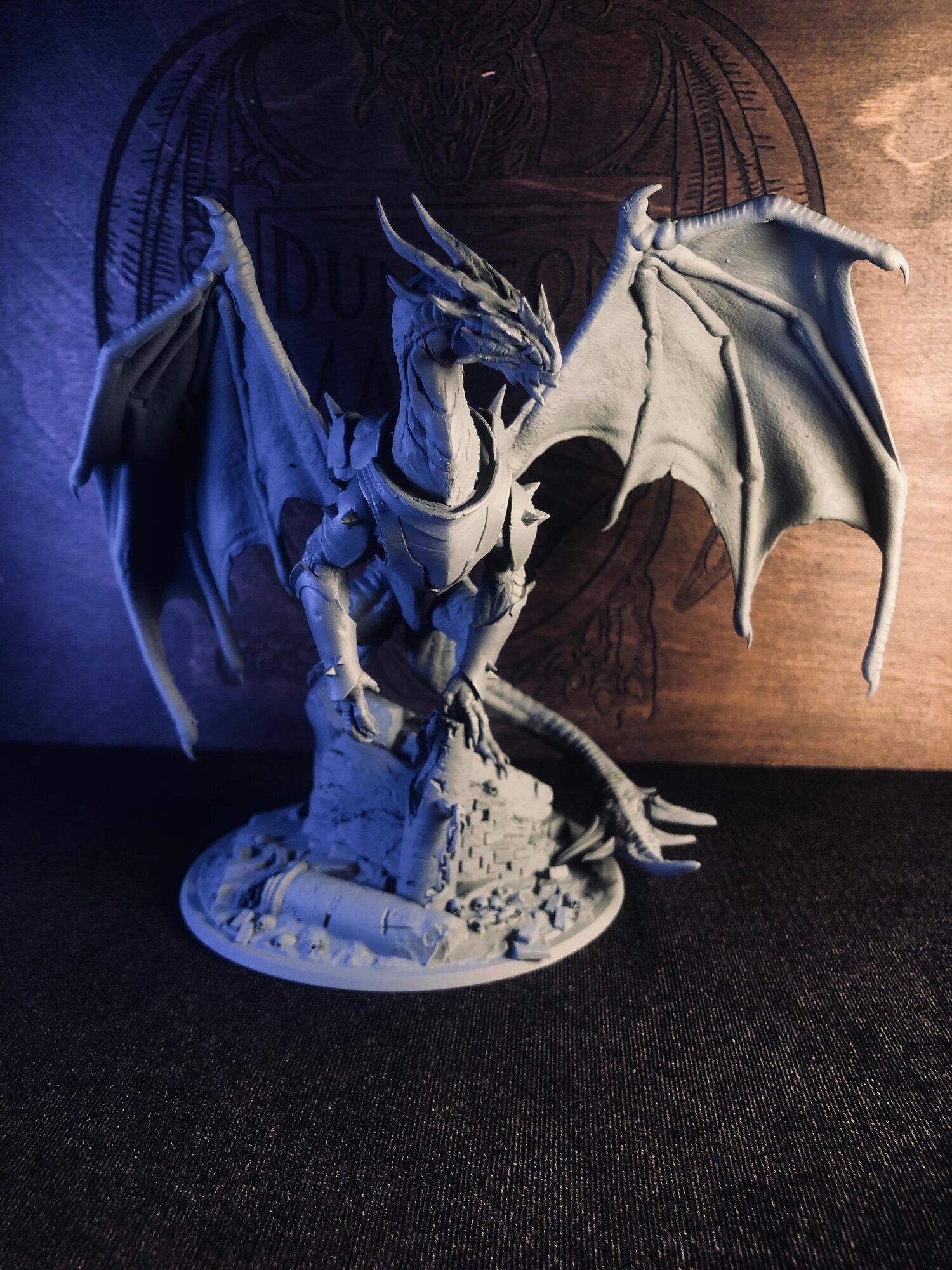 Древний Дракон в доспехах на базе 100мм - Миниатюра для настольных игр DnD, ДнД, Dungeons & Dragons, Pathfinder.