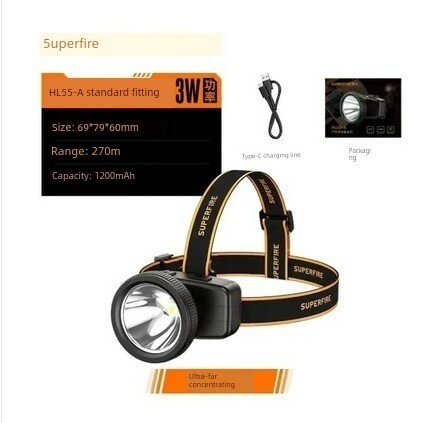 Налобный фонарь supfire Shenhuo HL55-S, сильный свет, уличная зарядка, ультра-яркая долговечная лампа для рыбалки
