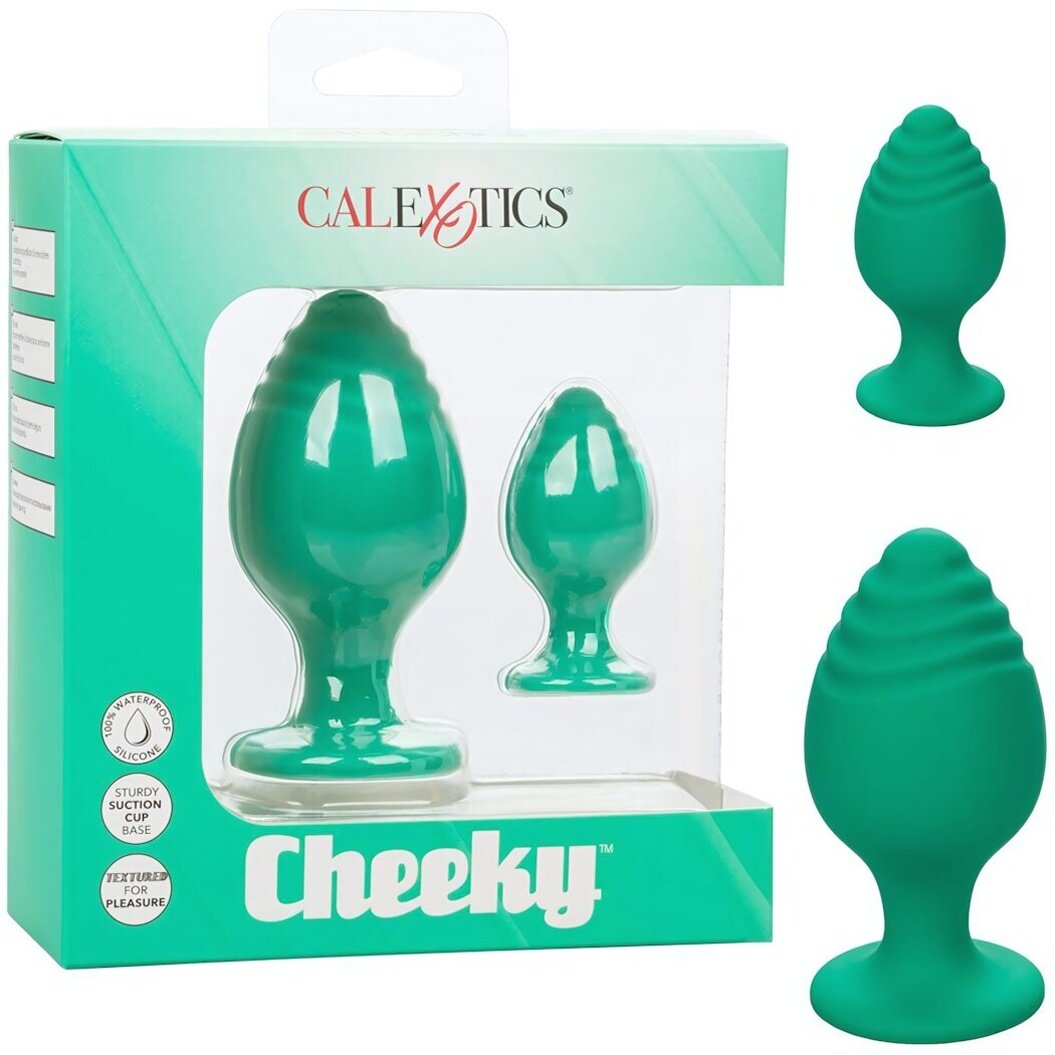 Анальные пробки 'Cheeky', силикон, зеленый, 2 размера, водонепроницаемые