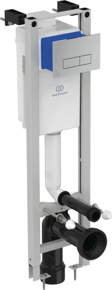 Инсталляция с кнопкой Ideal Standard Prosys Eco Frame M E2332AA 30 см, крепление к стене/к полу, кнопка для унитаза хром, глянцевая