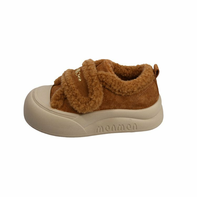 ВесКеды ИзнСтой AIS Кроссовки Женщины Осень Зима Высокий верх Магическая лента Флис Кожа Ins/Brown