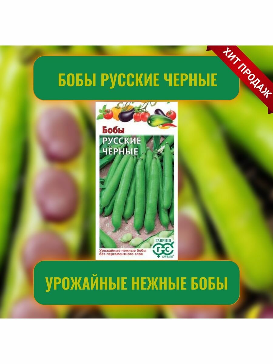 Бобы Русские Черные цв. п 10 семян традиции Гавриш