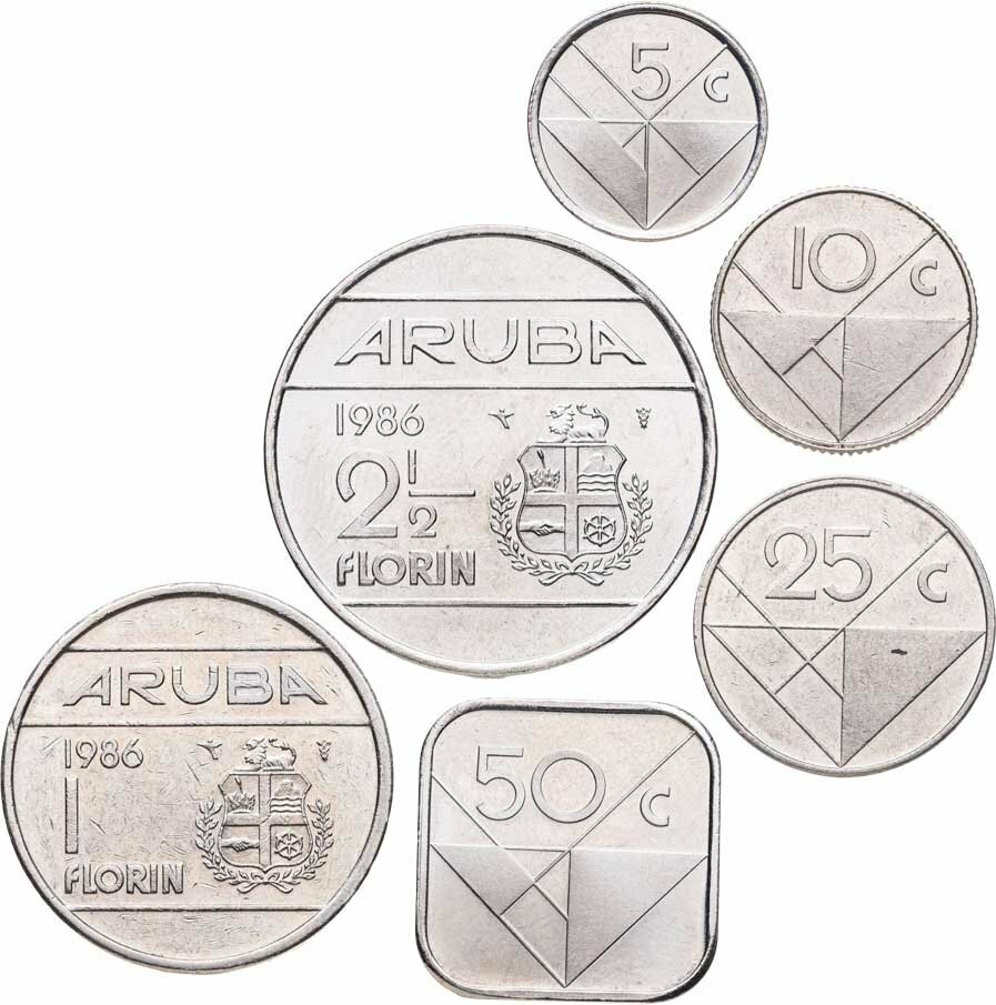 Аруба набор монет 1986 6 штук, Другой, в сохранности XF-UNC