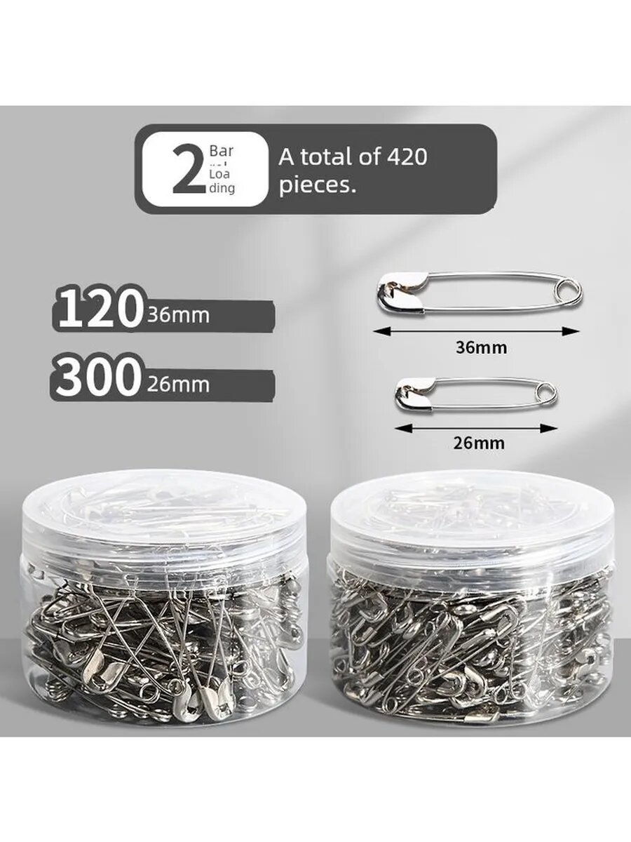 Скрепки (средние 36мм + маленькие 26мм, 420 штук)