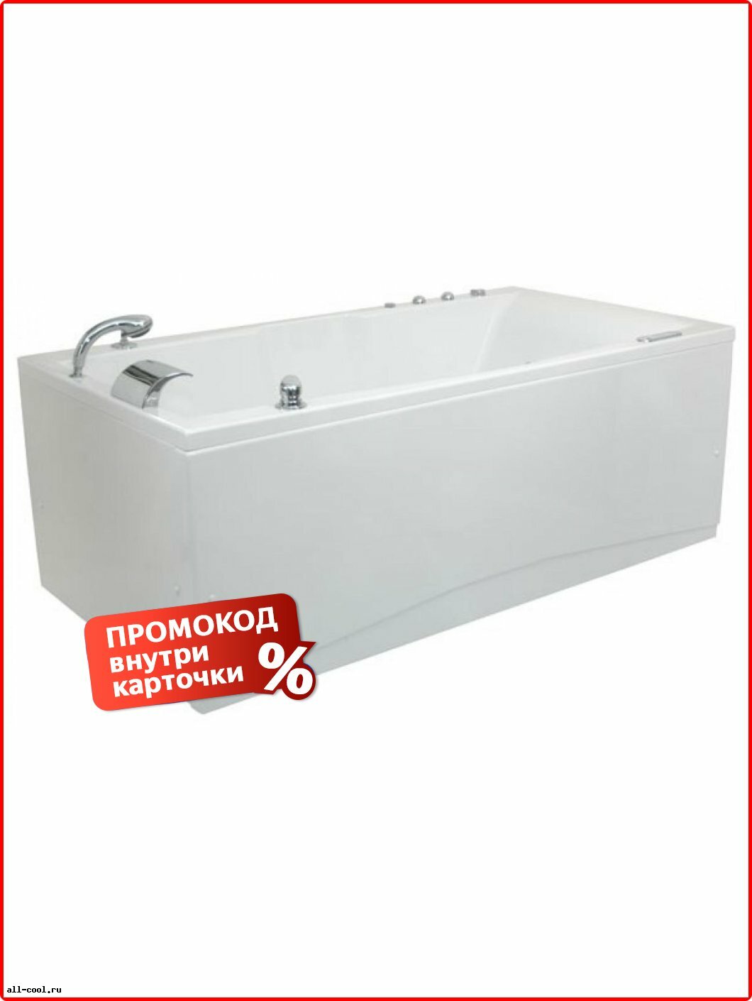 Ванна Aquanet Adelaide 190x100, акрил, прямоугольная, встраиваемая пристенная, белый, с каркасом