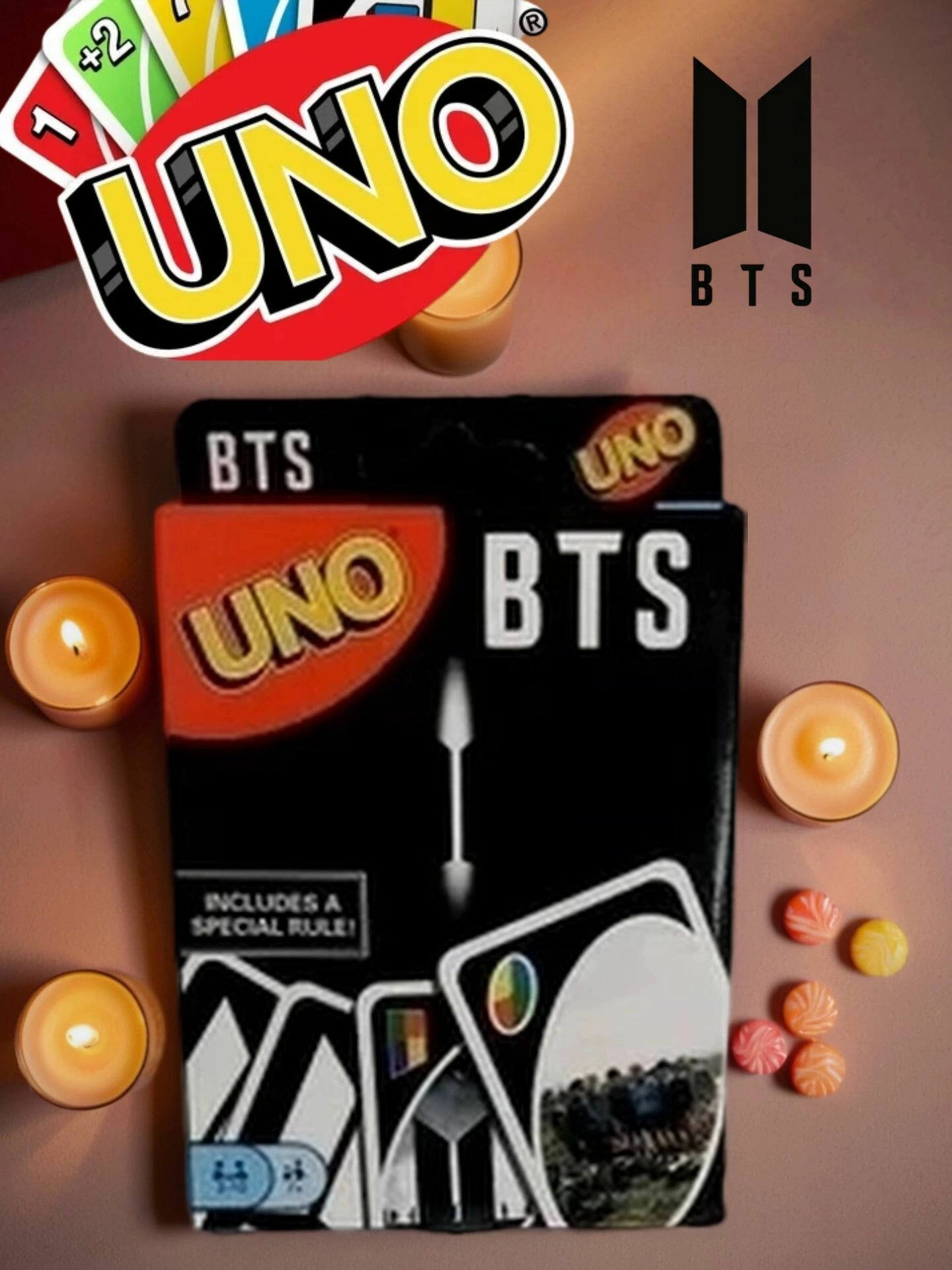 Карточная игра UNO BTS для компании и семьи, 108 карт