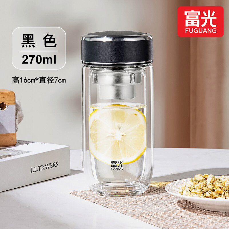 Двухслойная стеклянная чашка Fuguang, нерегулярная чашка в форме гусиного яйца, чашка для чая для мужчин и женщин, термостойкая утолщенная чашка для воды, оптовая печатная подарочная чашка