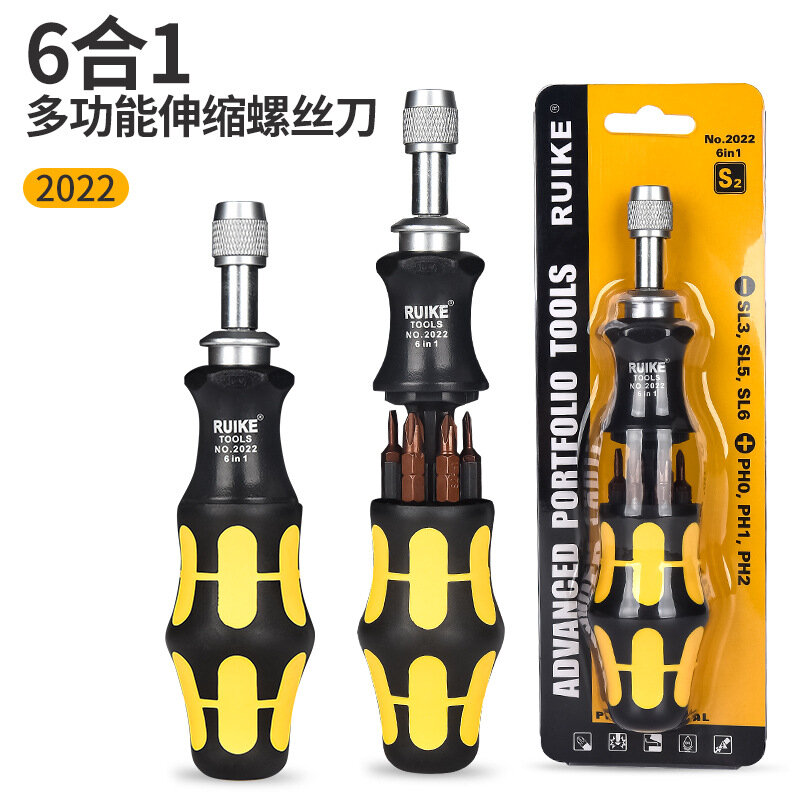 6-в-1 Телескопическая отвертка RULKE Телескопическая многофункциональная отвертка с 6 битами для плоской и крестовой головки