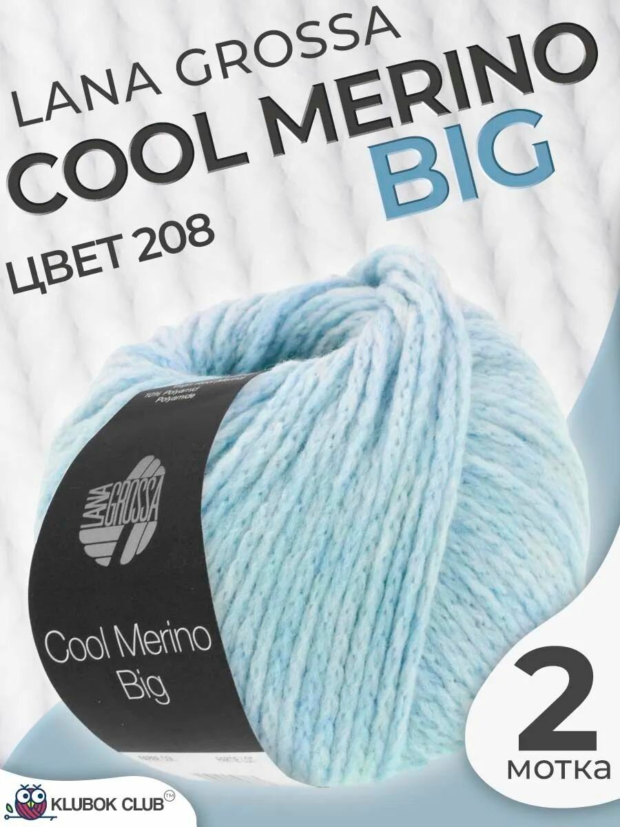 Пряжа для вязания Lana Grossa Cool Merino Big шнурок, цвет 208, 2 мотка