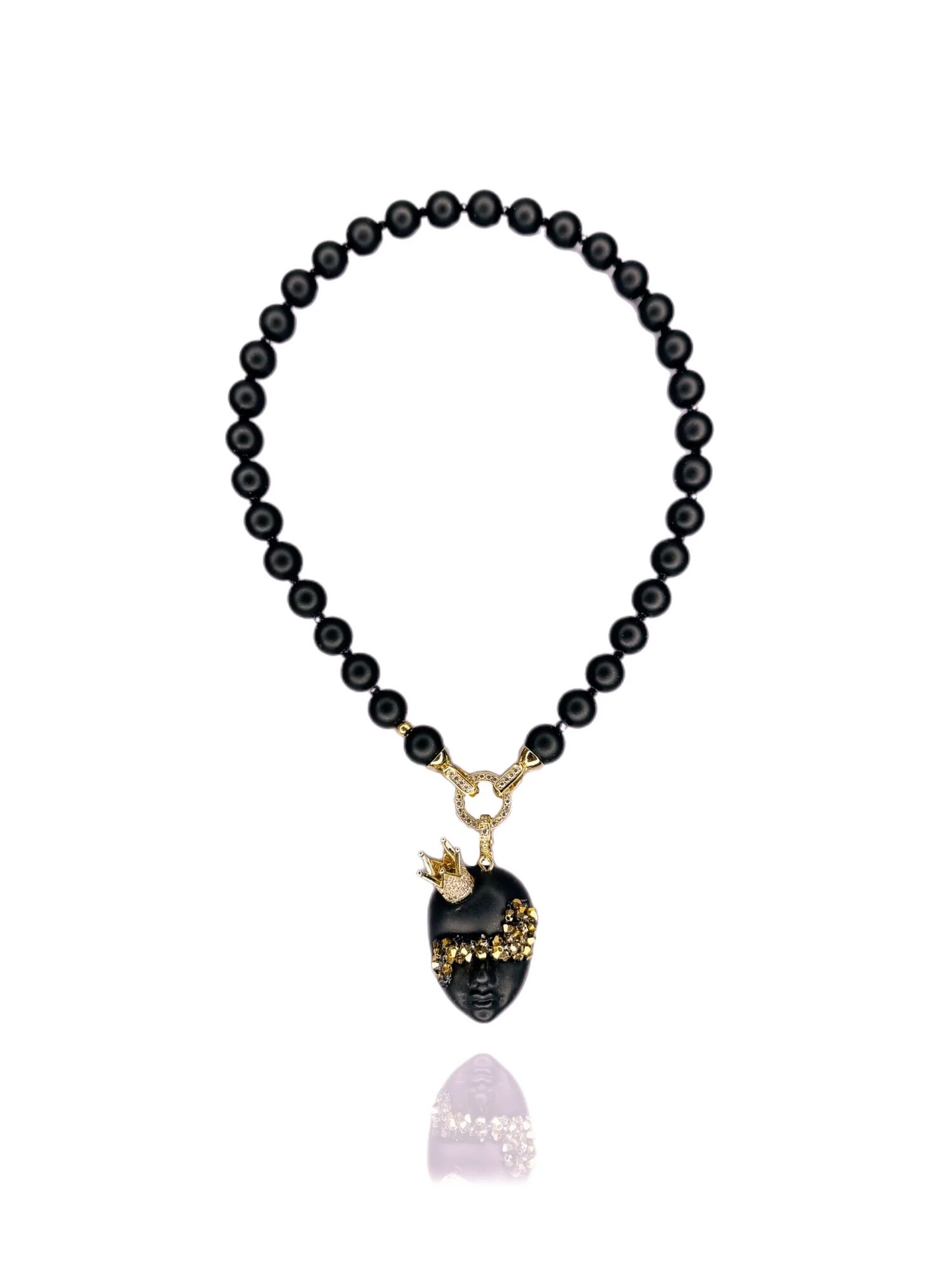 Колье, хрусталь, шунгит, полимерная глина