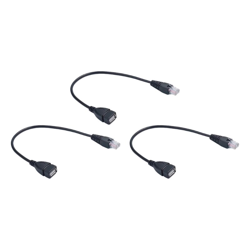 3 Кабеля-адаптера USB female to RJ45 Ethernet male converter длиной 30 см