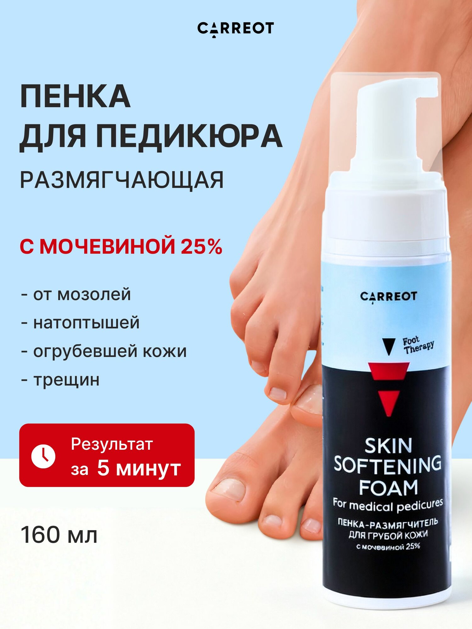 Родники Сибири Пенка для педикюра размягчающая/ кератолитик для пяток с мочевиной 25 %/ От мозолей и натоптышей