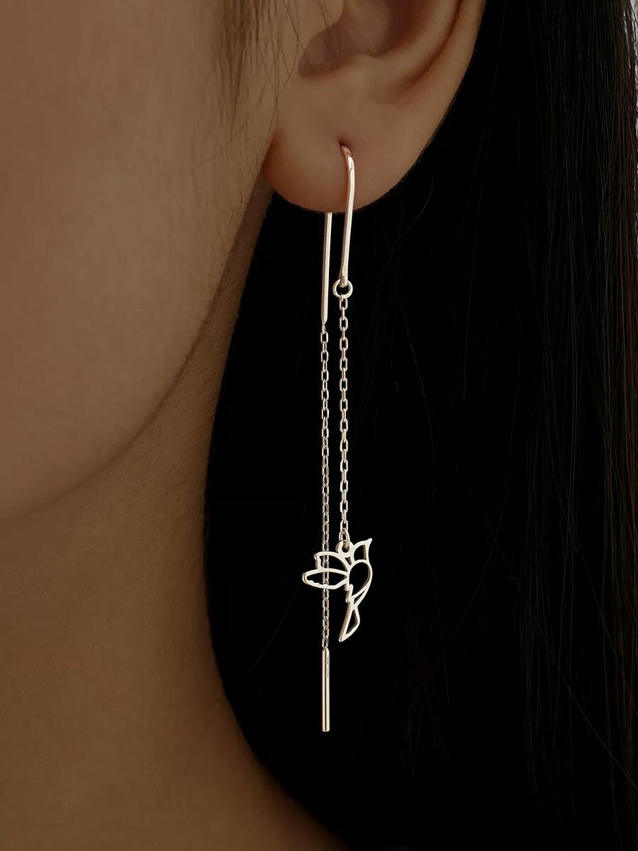 Серьги, серебро, 925 проба, родирование