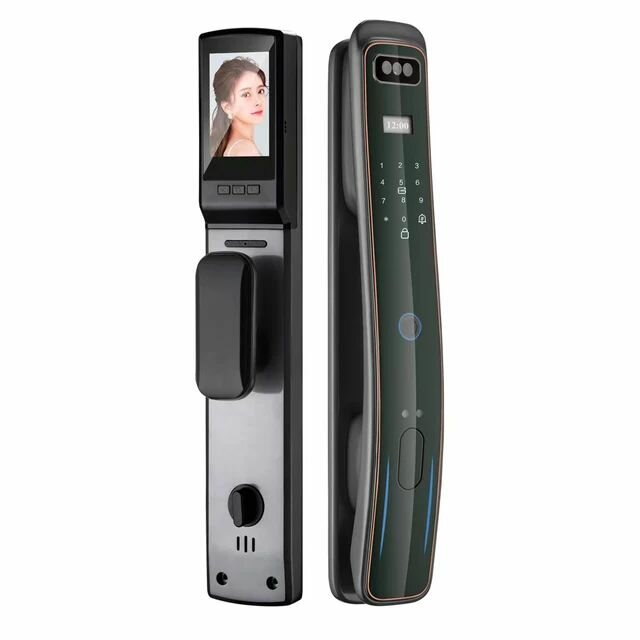 Смарт-замок дверной, биометрический, темно-серый/черный, с кодом отпечатка пальца