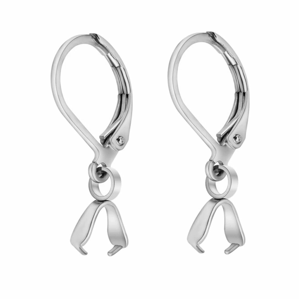 Крючки для сережек из нержавеющей стали 10/20 шт. Серебряный, 10pcs, Rhodium