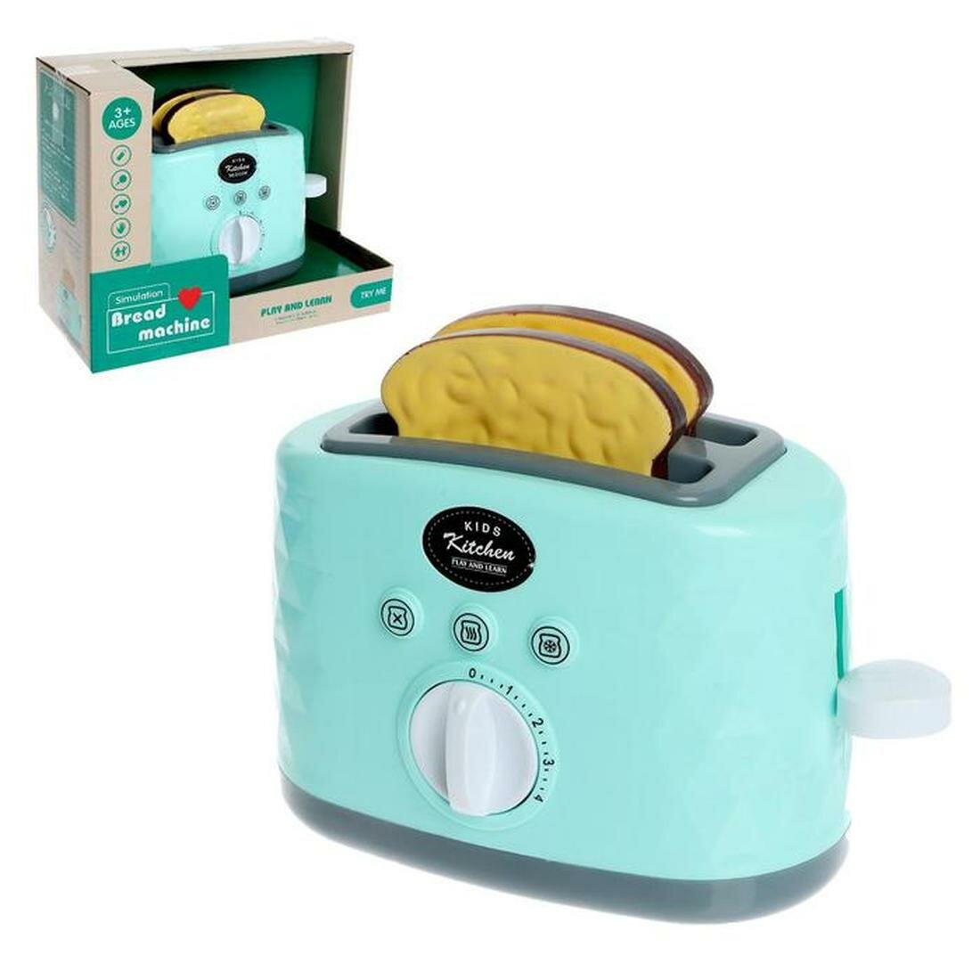 Бытовая техника "Тостер" хлеб выпрыгивает, от 3 лет, пластик, бирюзовый